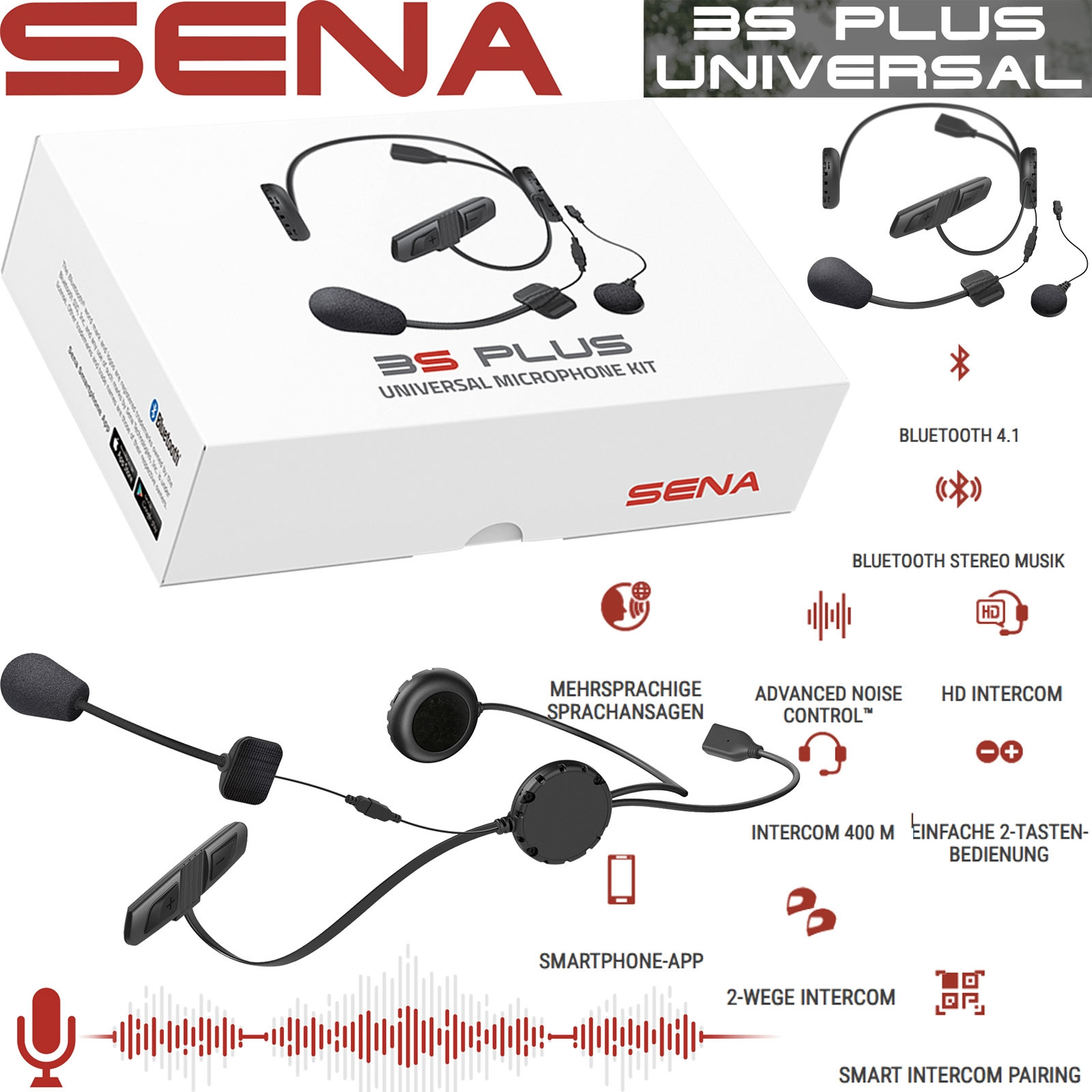 Buy Sena Headset 3S PLUS WB Universal | Bikeroutfit.com